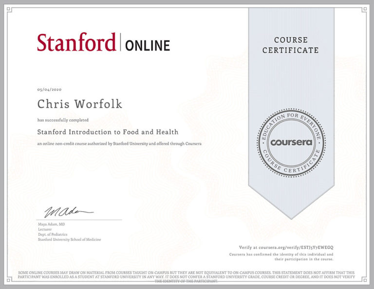 Stanford Introduction to Food & Health – Chris Worfolk's Blog